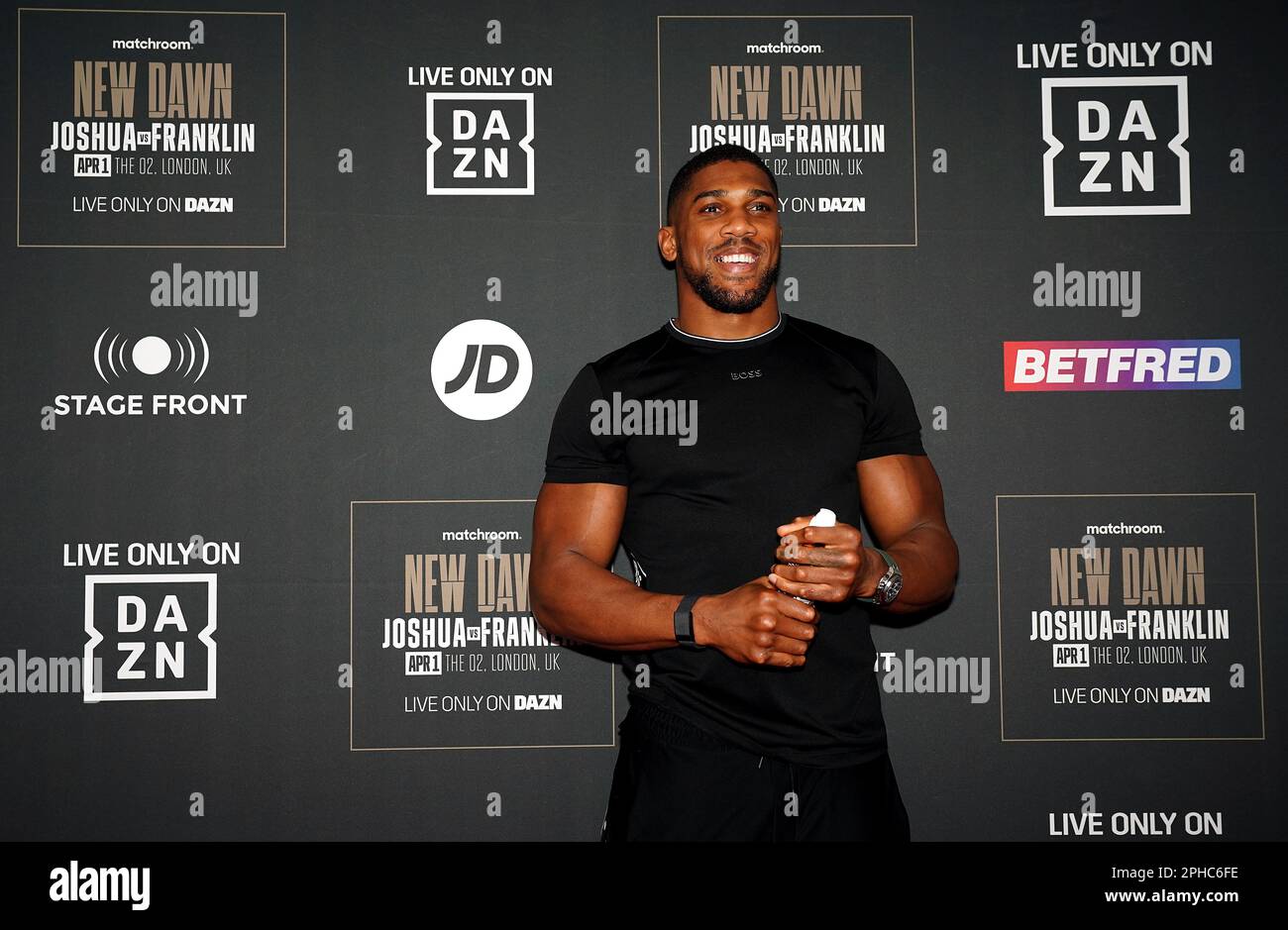 Anthony Joshua arrives for the launch party at Battersea Power Station ...