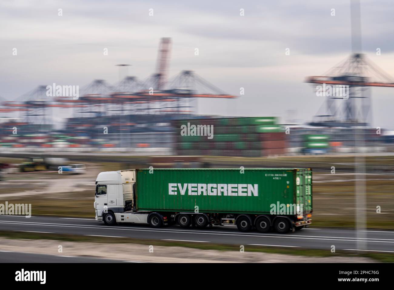 Container truck, bringing containers to Euromax Container Terminal, the ...
