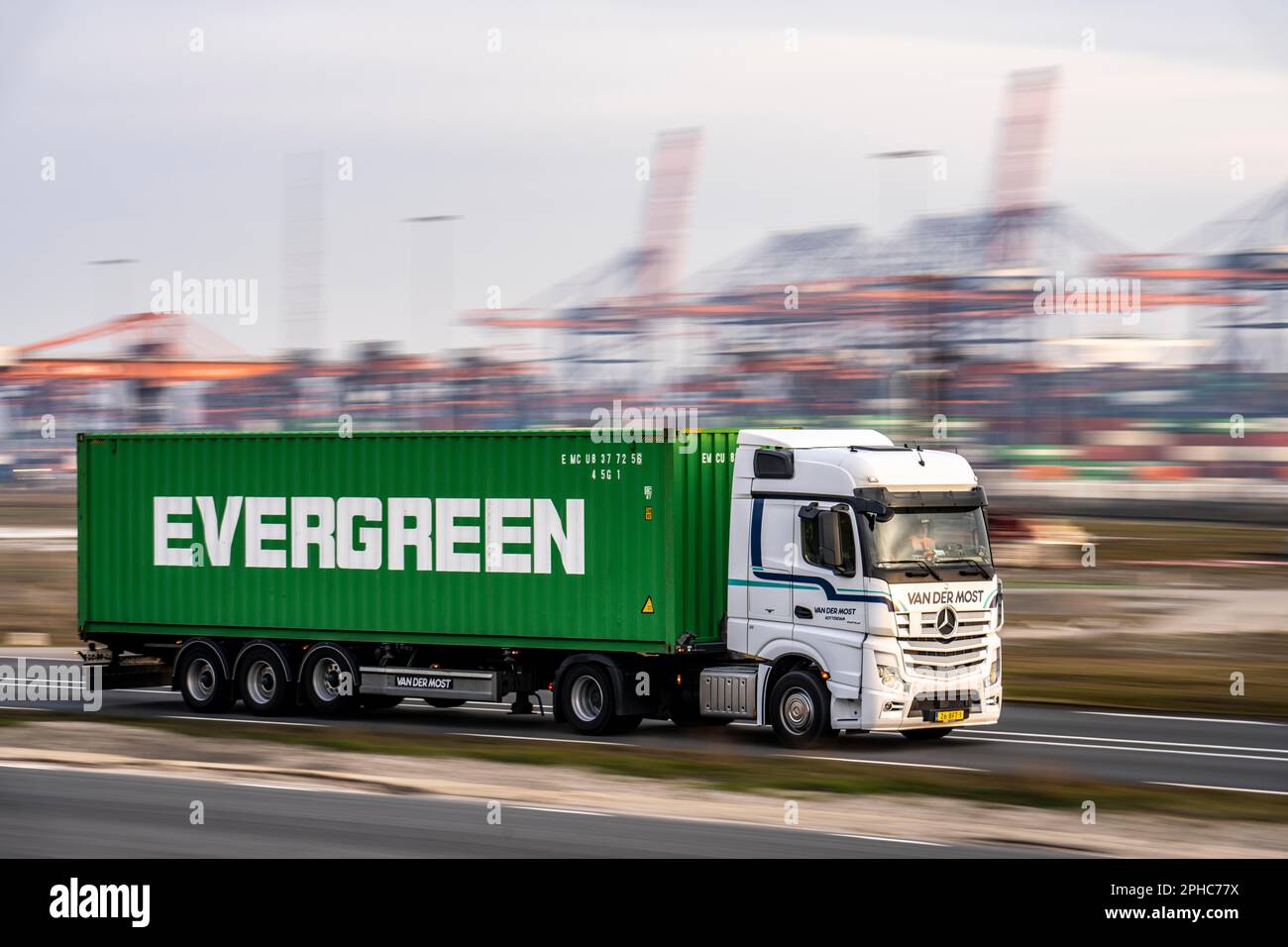 Container truck, bringing containers to Euromax Container Terminal, the ...