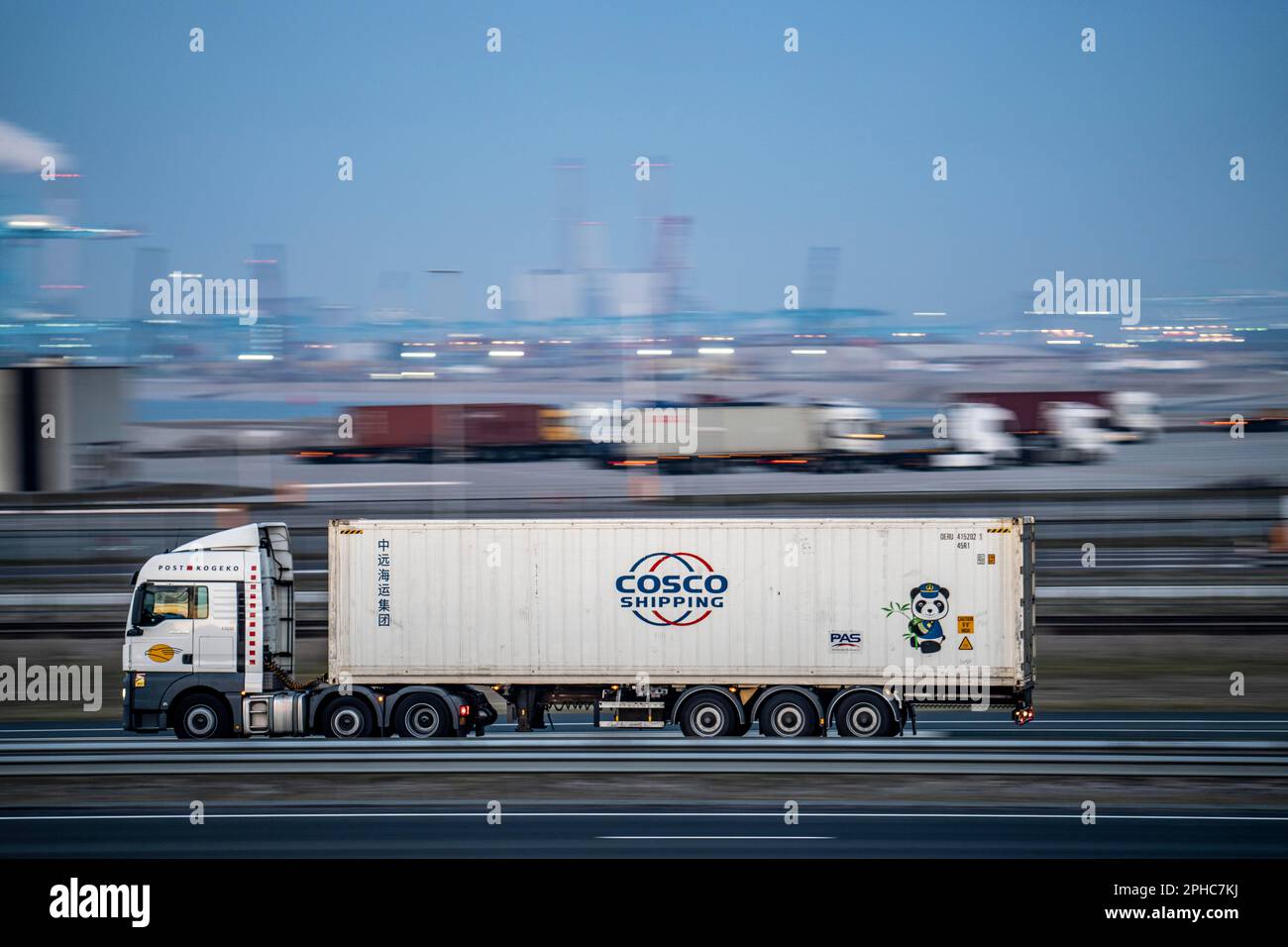 Container truck, bringing containers to Euromax Container Terminal, the ...