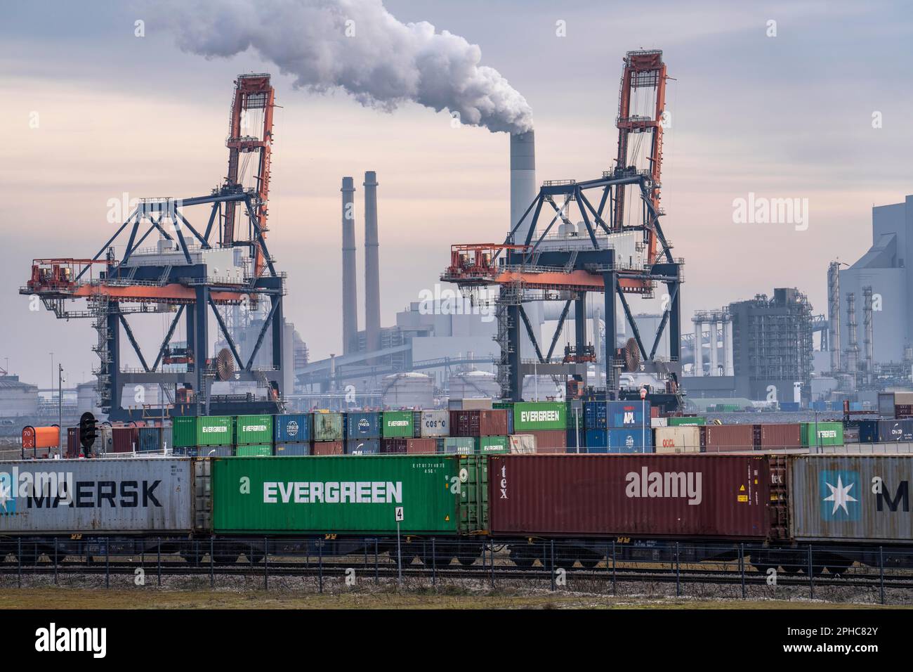 Goods train, container train, brings containers to Euromax Container ...