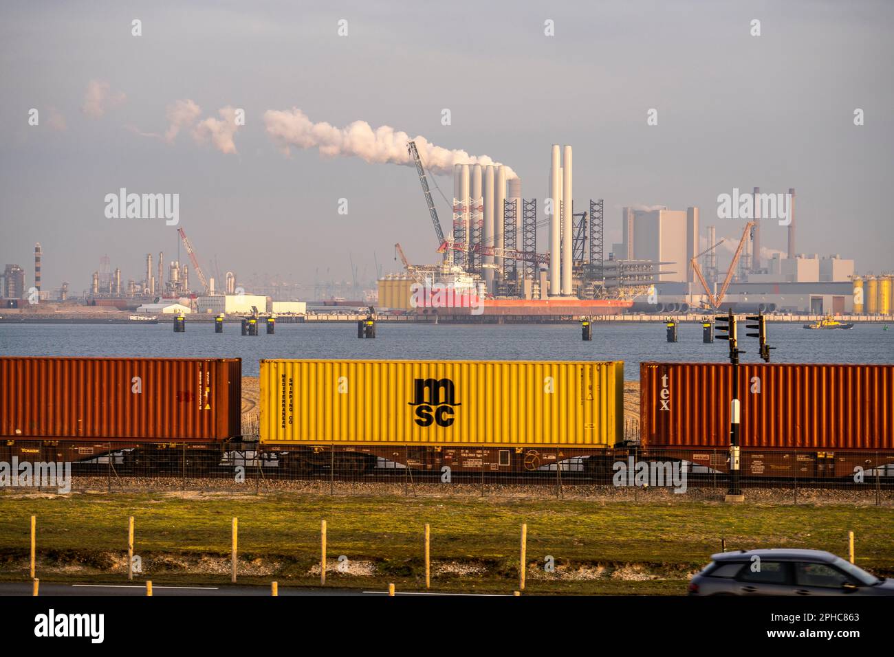 Goods train, container train, brings containers to Euromax Container ...