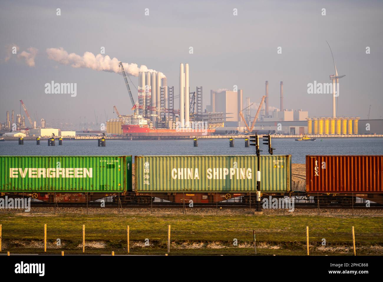 Goods train, container train, brings containers to Euromax Container ...