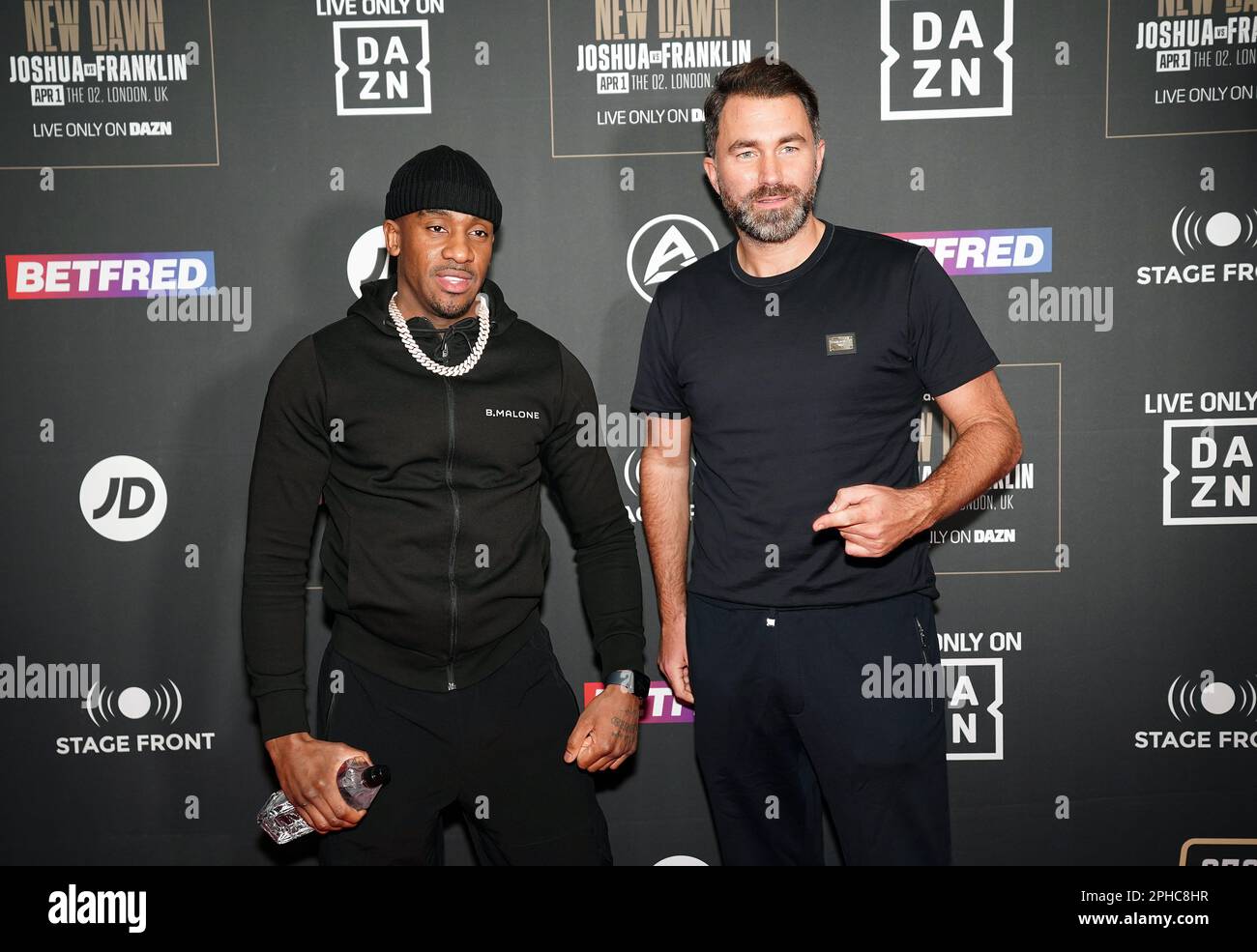 Promoter Eddie Hearn and Bugzy Malone arrive for the launch party at ...