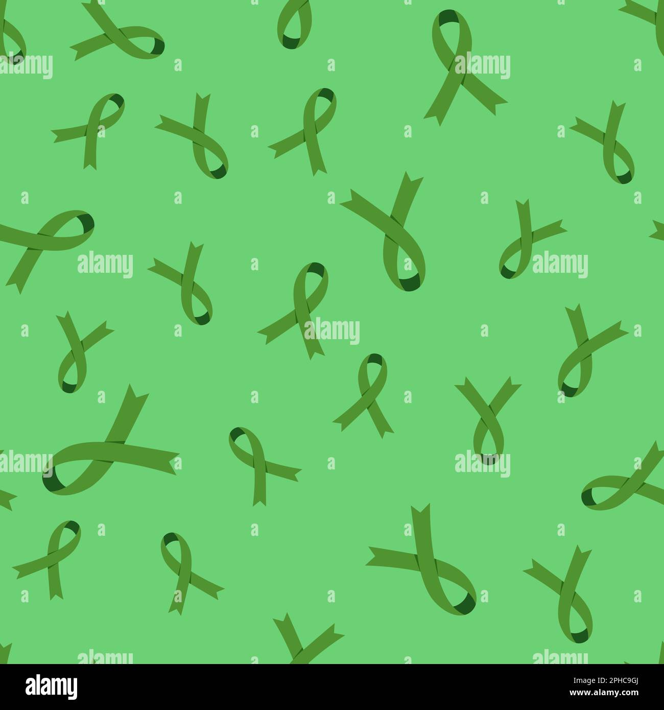 World bipolar day concept. Seamless pattern with green awareness ribbon ...