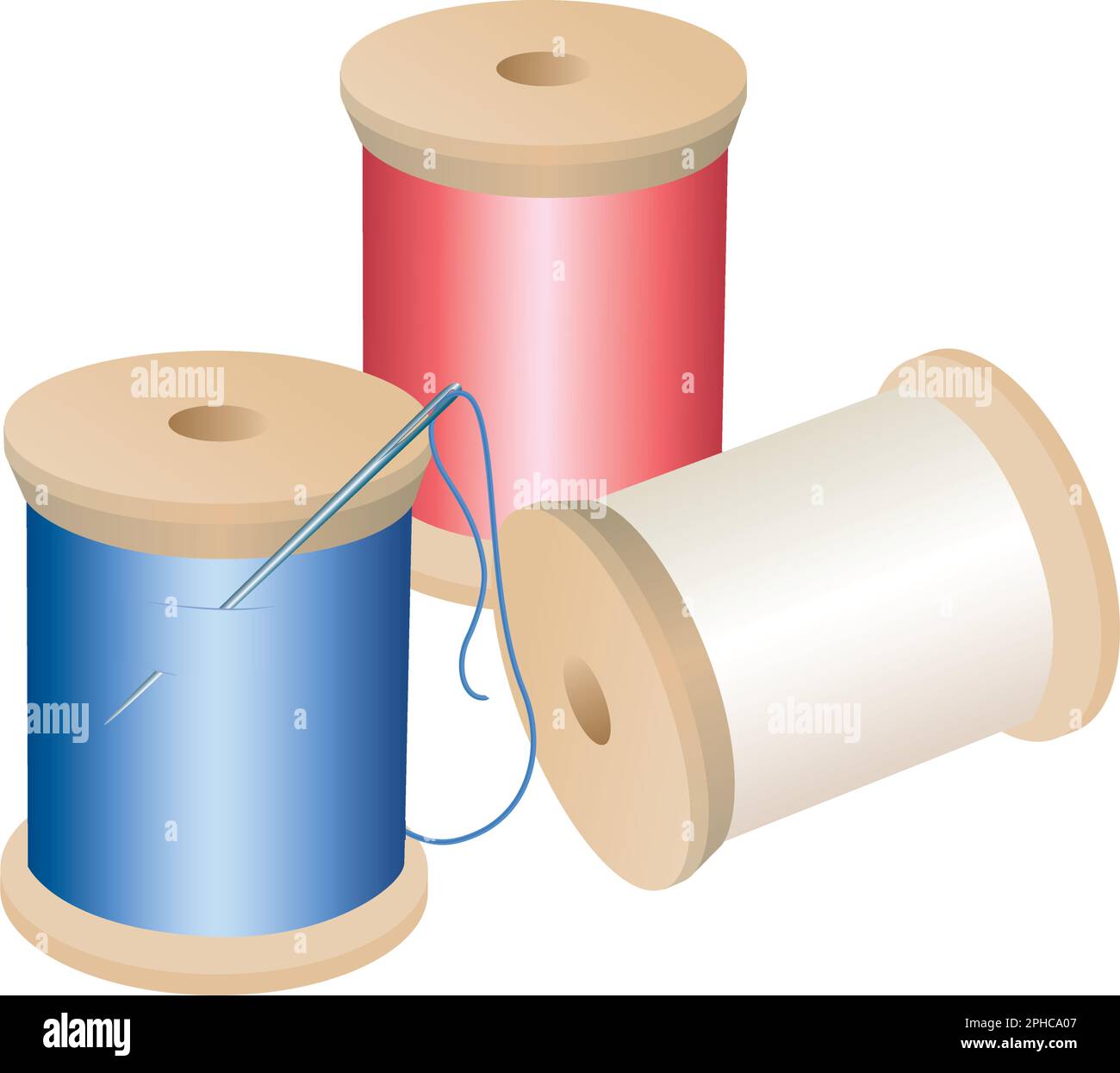 Colored Spools of Thread, Threaded Needles saved as Illustrator 6.0 ...