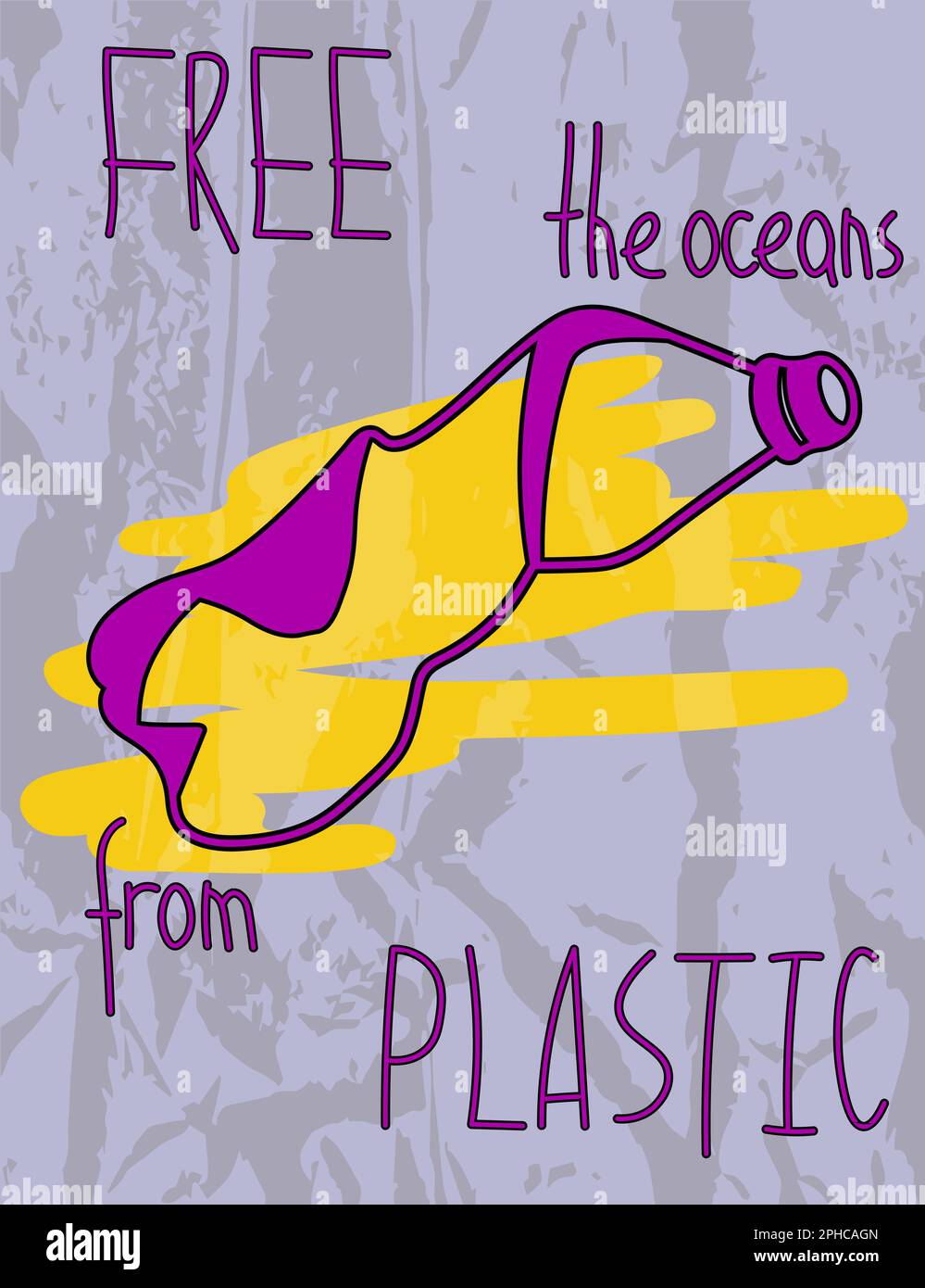 Free The Oceans From Plastic. Ecology Poster With Crumpled Bottle ...