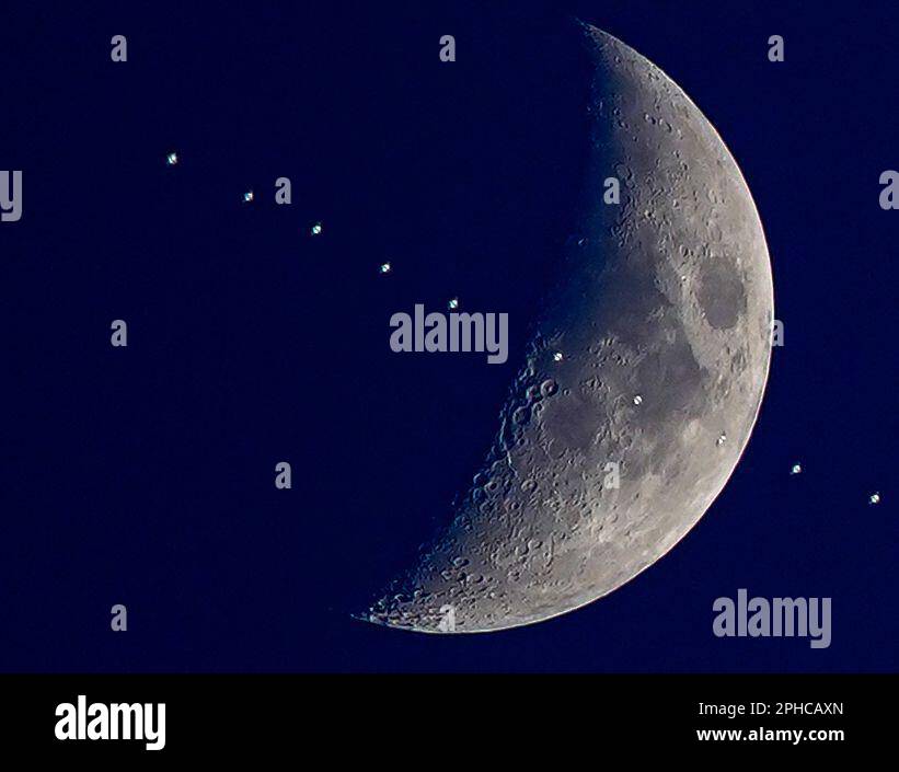 Multiple exposure created in camera showing the International Space ...