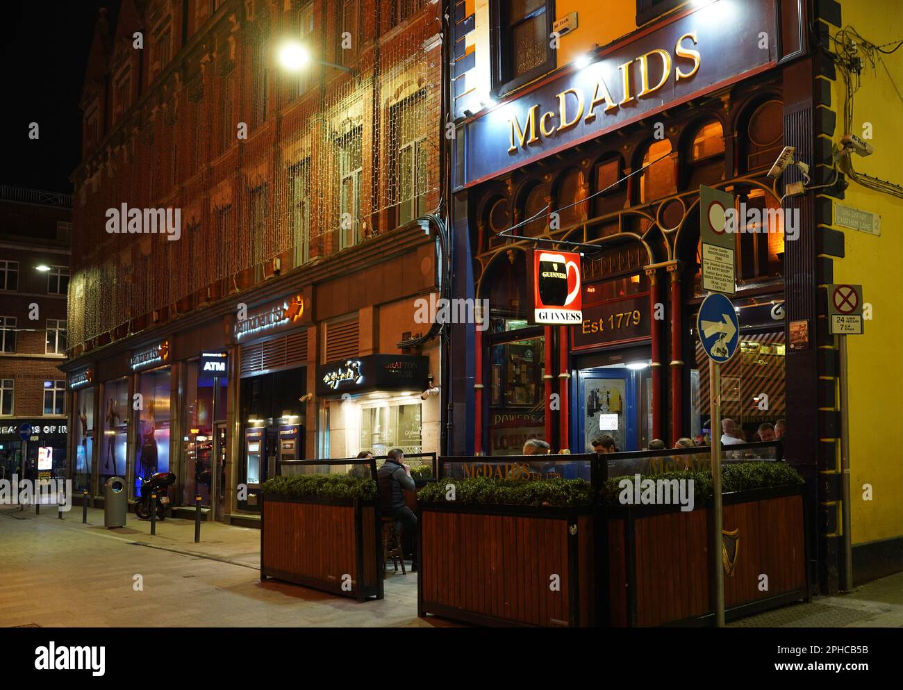 Dublin, Ireland - March 2023: The colorful bars in the Temple Bar area ...