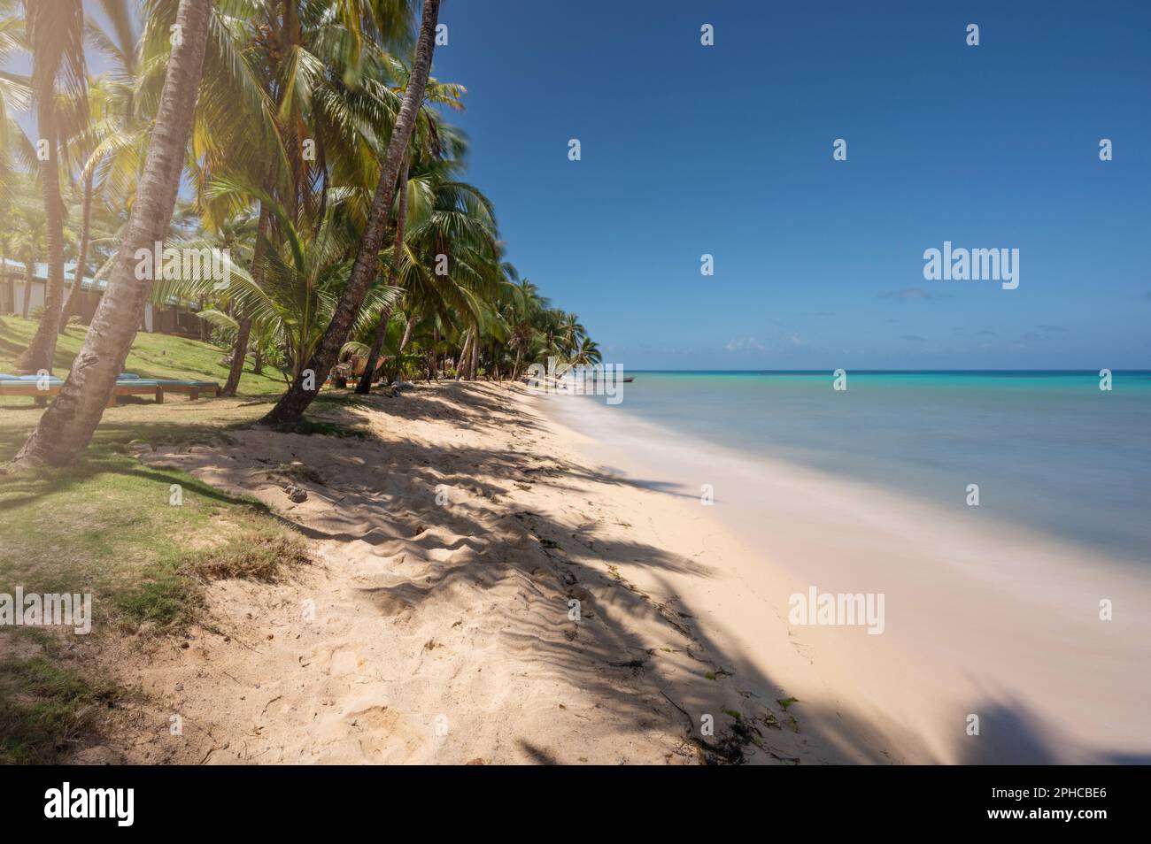 Tropical empty beach landscape with blue sea and sky background Stock ...