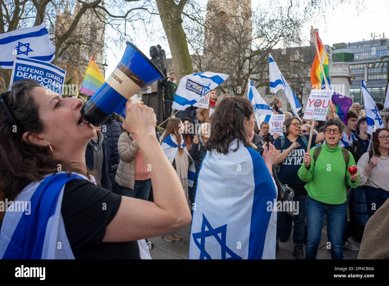 London/UK 27 MAR 2023. As Benjamin Netanyahu announced he would delay ...