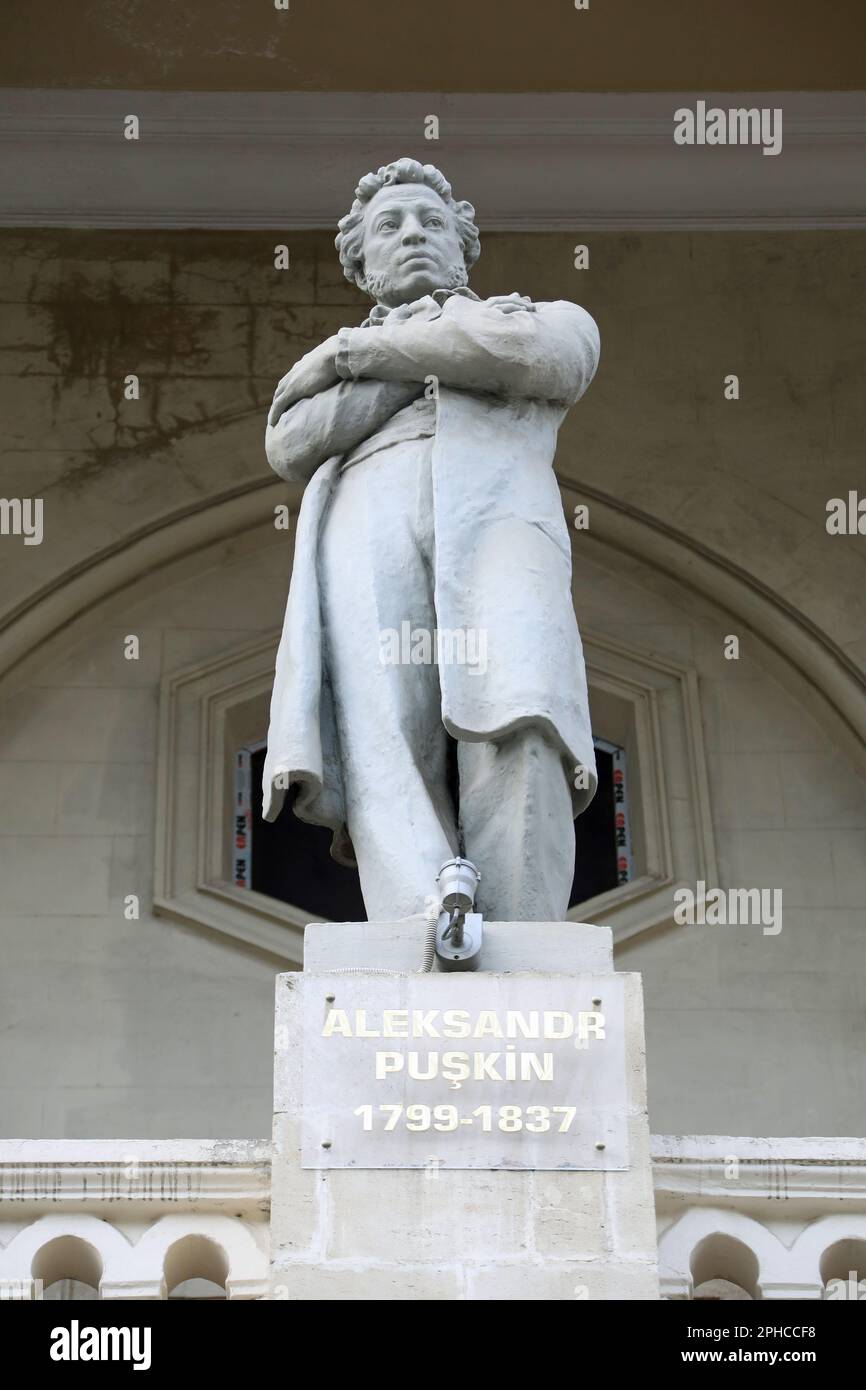 Statue of Alexander Pushkin at the National Library in Baku Stock Photo ...