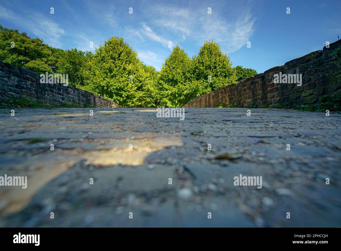 Old roman folly bridge in english landscape garden in park of castle ...