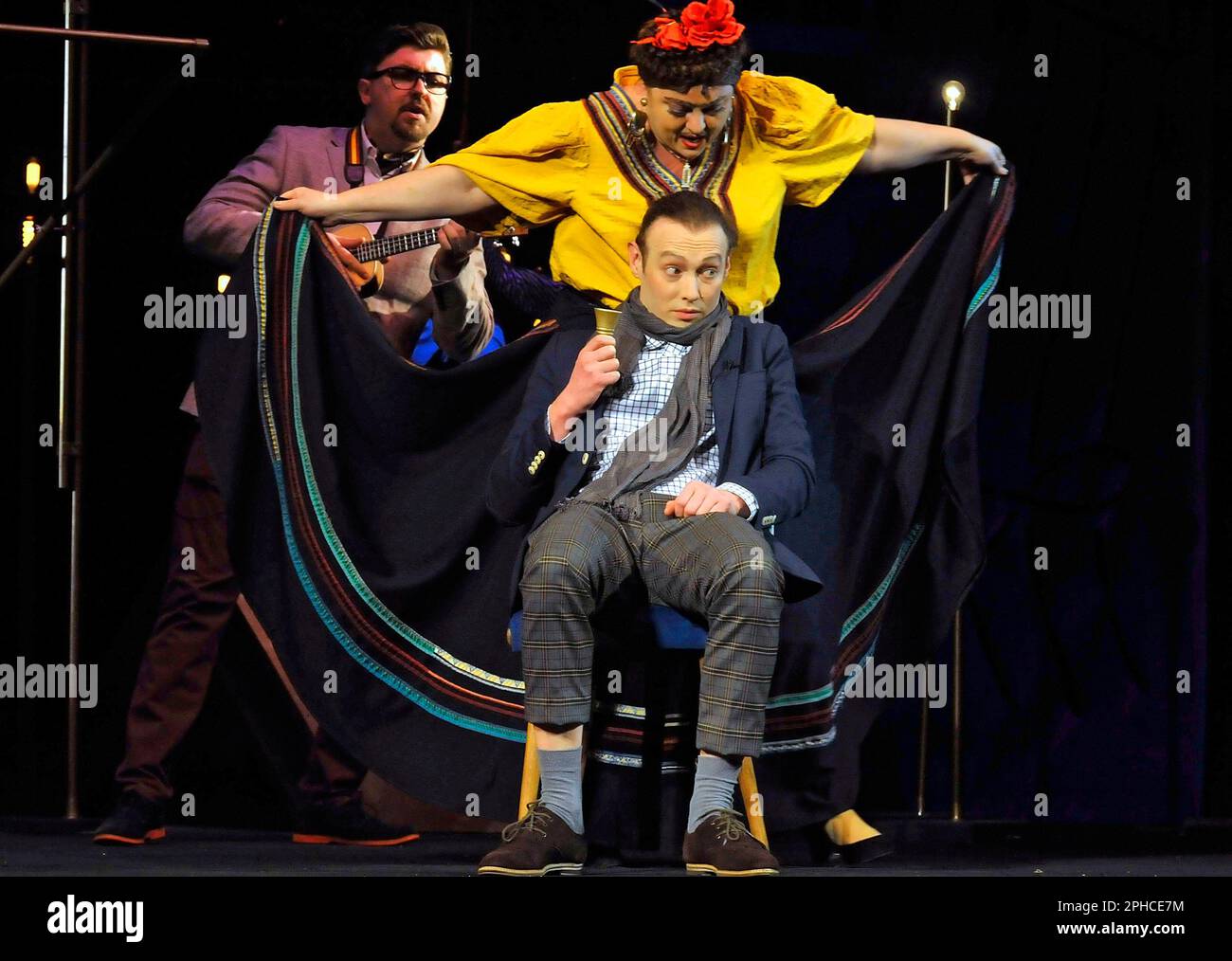 Non Exclusive: VINNYTSIA, UKRAINE - MARCH 26, 2023 - Actors hold the ...