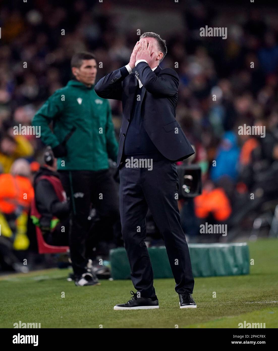 Republic of Ireland manager Stephen Kenny reacts during the UEFA Euro ...