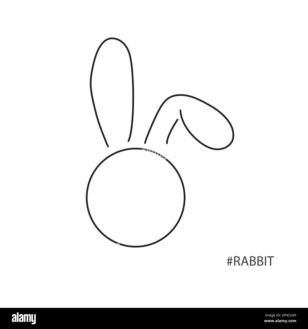 Black lines rabbit shape on a white background with copy space Stock ...