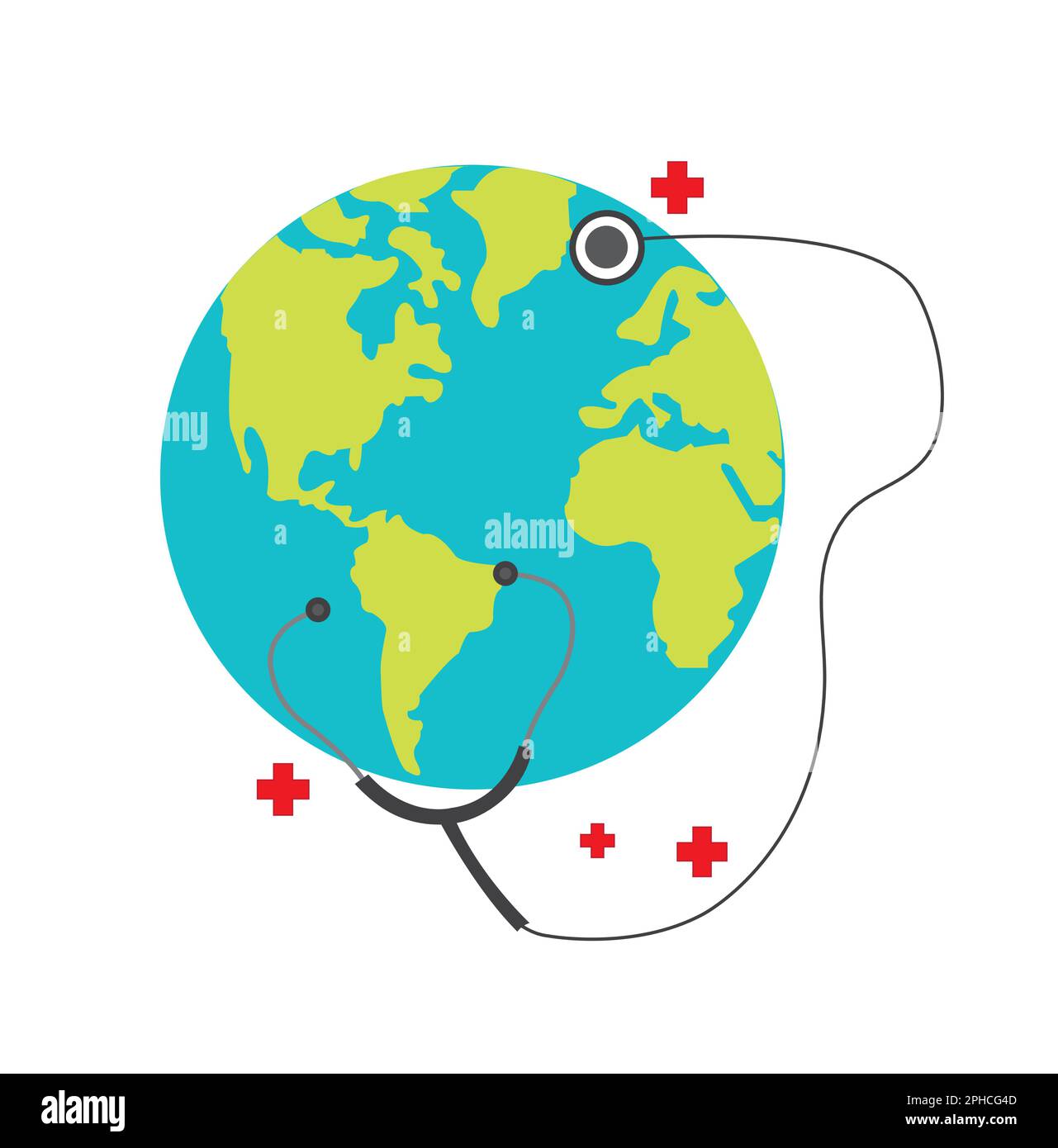 World health day illustration with a stethoscope and planet earth on a ...