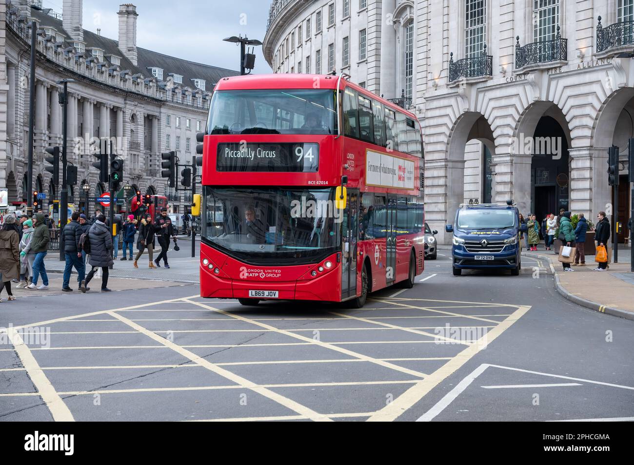 LONDON, UK, 10TH MARCH 2023: Red passenger bus in London Stock Photo ...