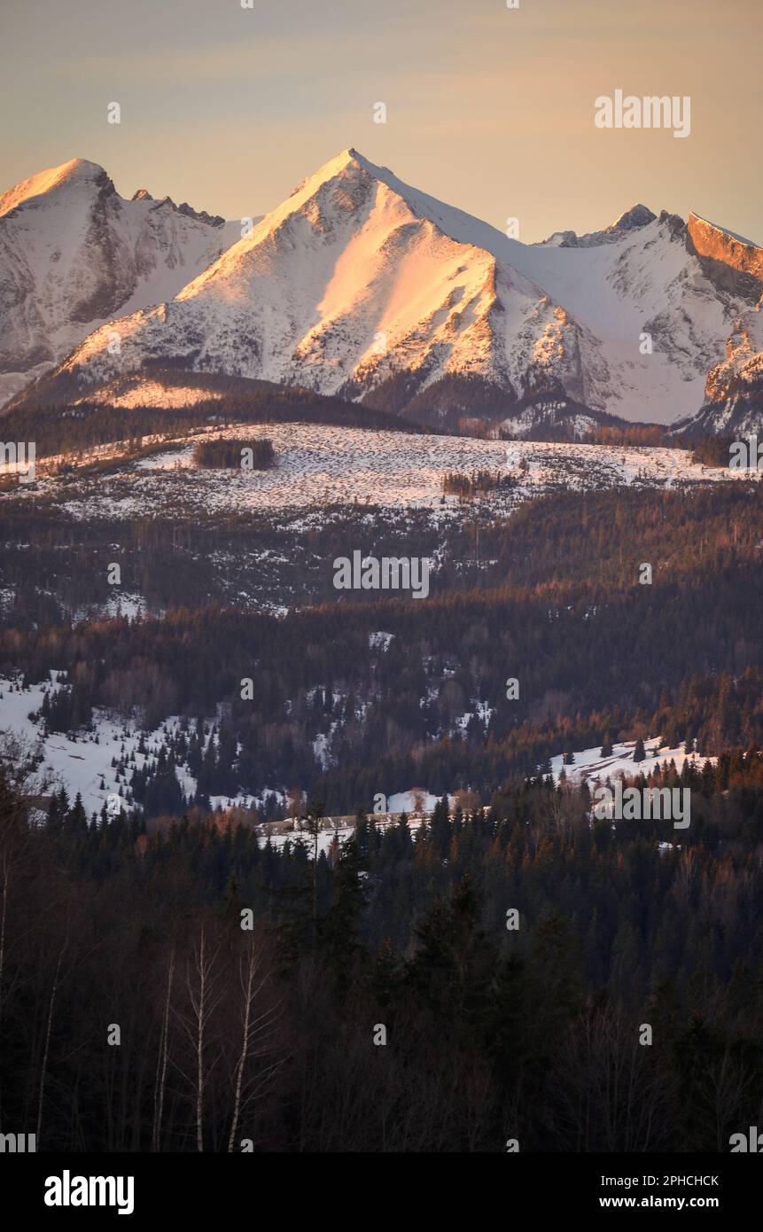 Beautiful morning mountain landscape. View of the Tatra Mountains from ...