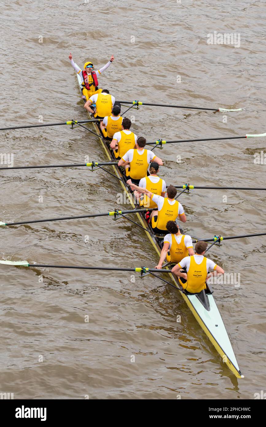 Boat Race 2023. Goldie, Cambridge Men's reserve team crew celebrating ...
