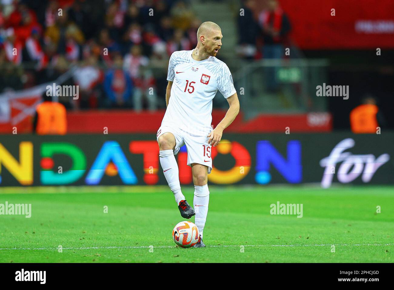Warsaw, Poland. 27th Mar, 2023. Bartosz Salamon during the UEFA Euro ...