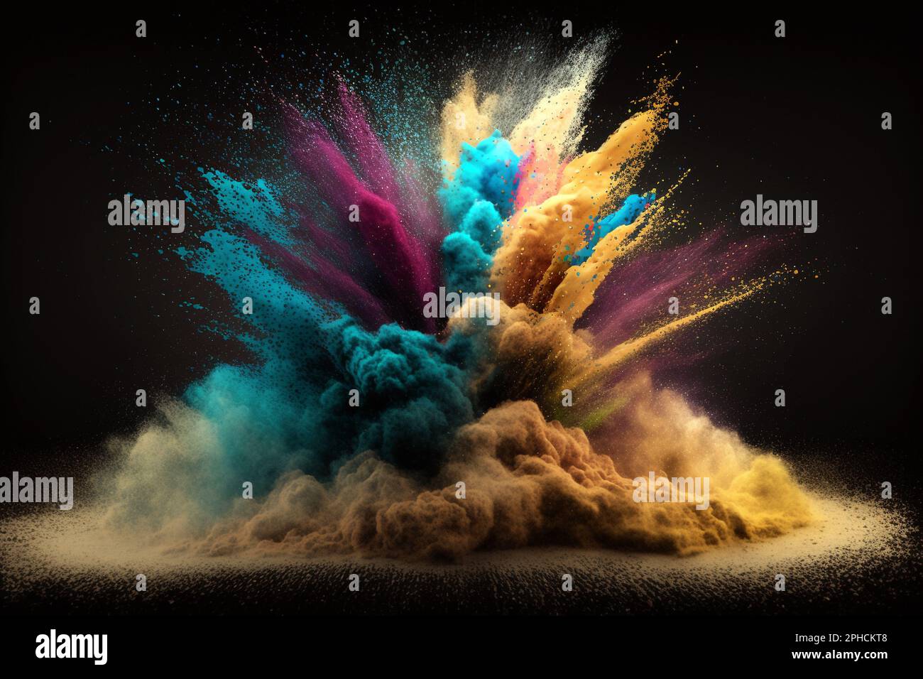 Colorful illustration of a dust explosion in a realistic style Stock ...
