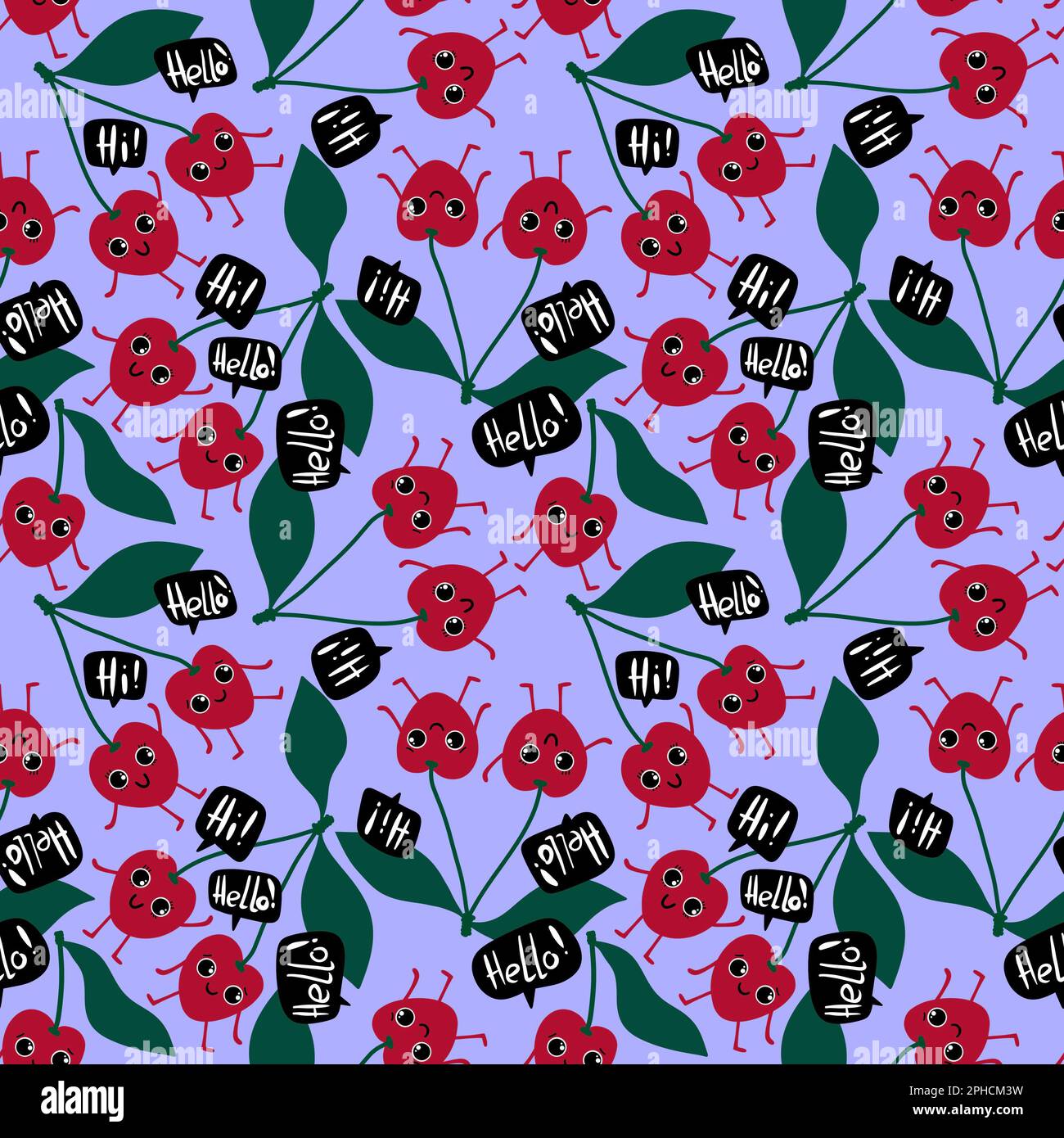 Cartoon summer fruit seamless cherry pattern for wrapping paper and ...