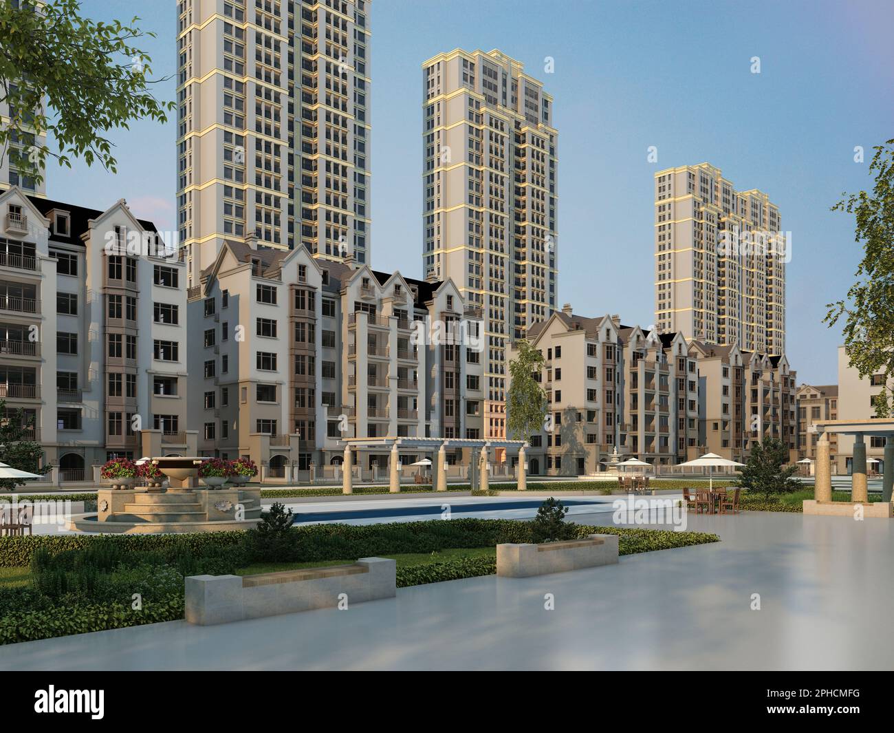 3d render of exterior view of buildings Stock Photo - Alamy