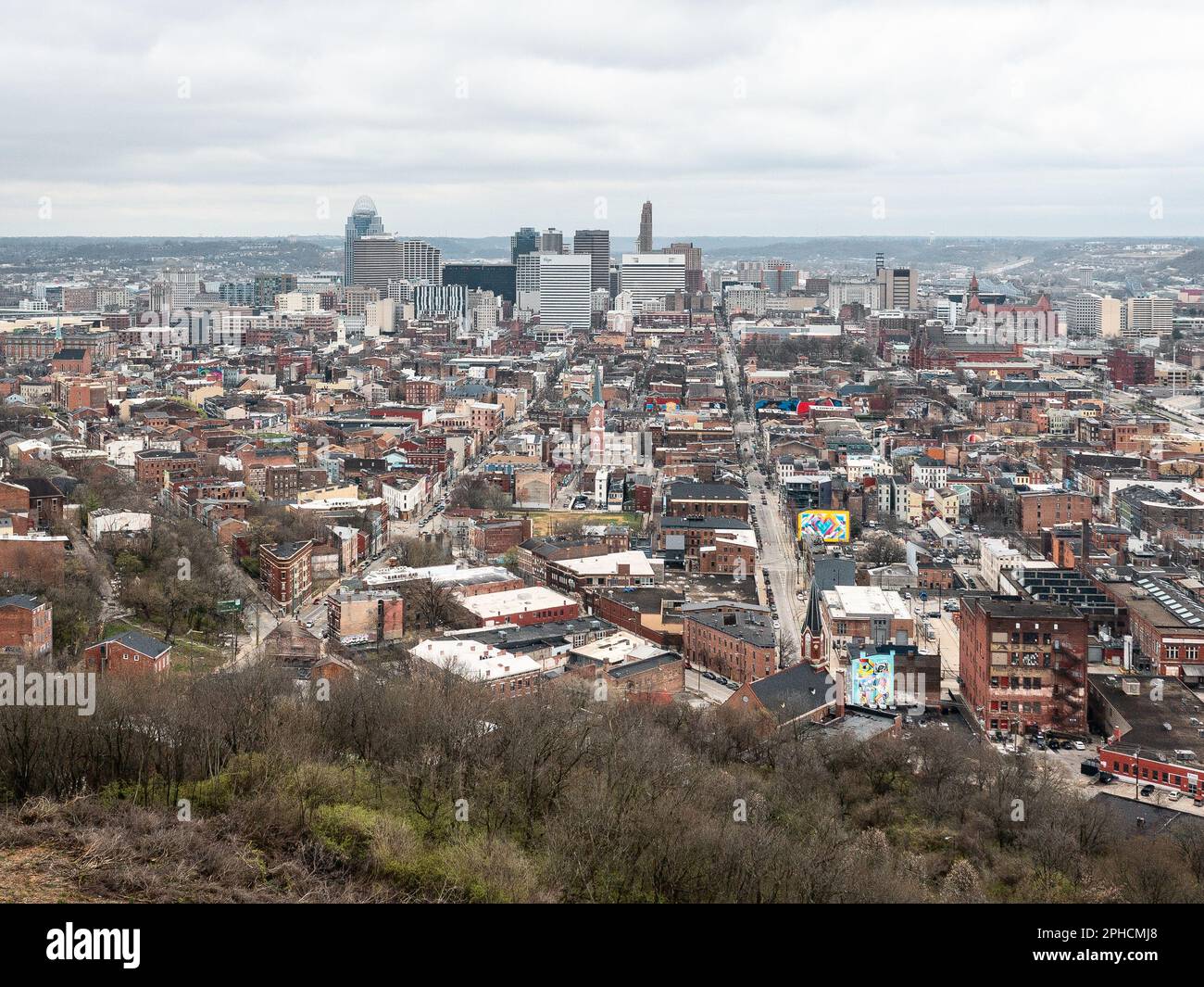 Aerial view of downtown Cincinnati on an overcast day Stock Photo - Alamy