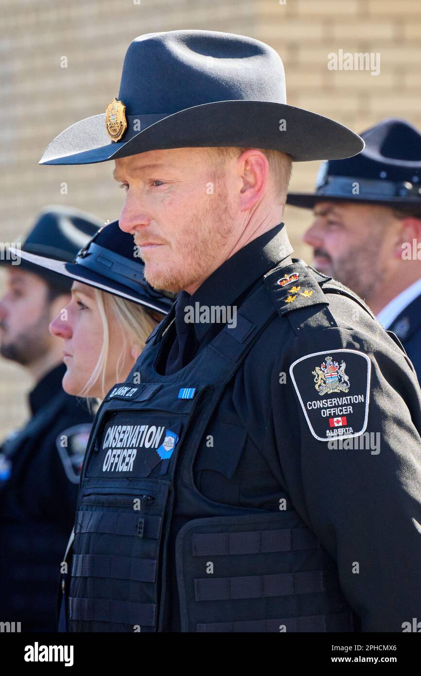 Edmonton, Alberta, Canada. 27th Mar, 2023. A conservation officer takes ...