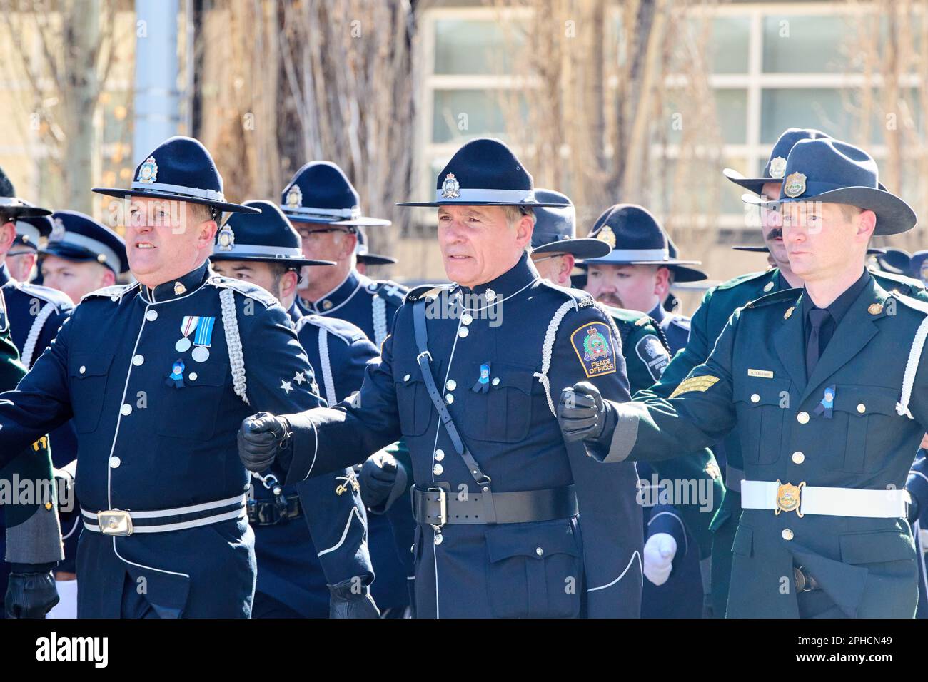 Edmonton, Alberta, Canada. 27th Mar, 2023. Peace officers march in the ...