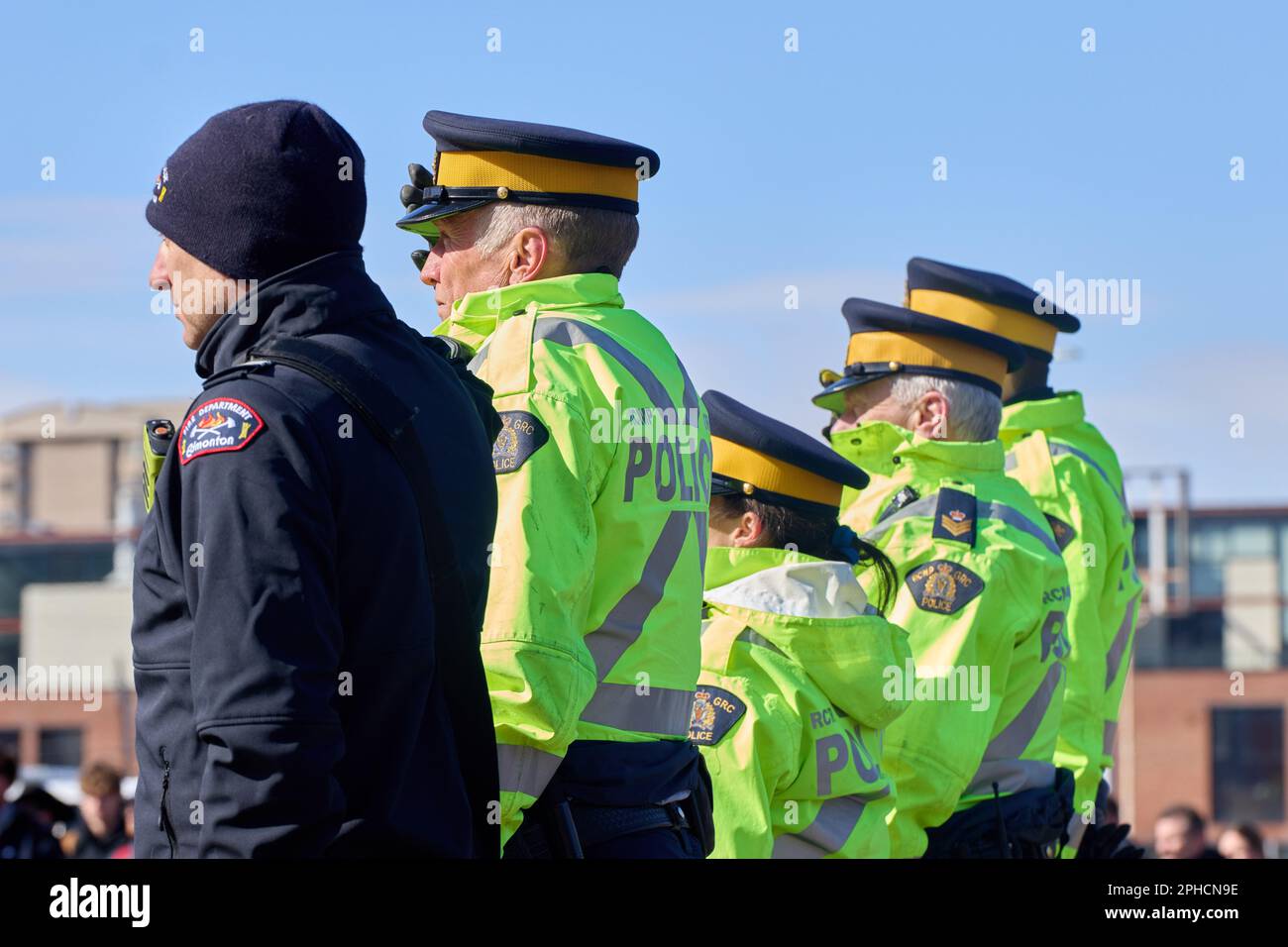 Edmonton, Alberta, Canada. 27th Mar, 2023. A firefighter and RCMP ...