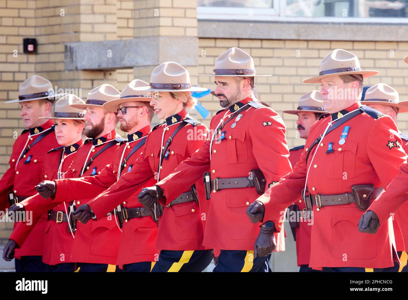 Edmonton, Alberta, Canada. 27th Mar, 2023. RCMP officers march in the ...