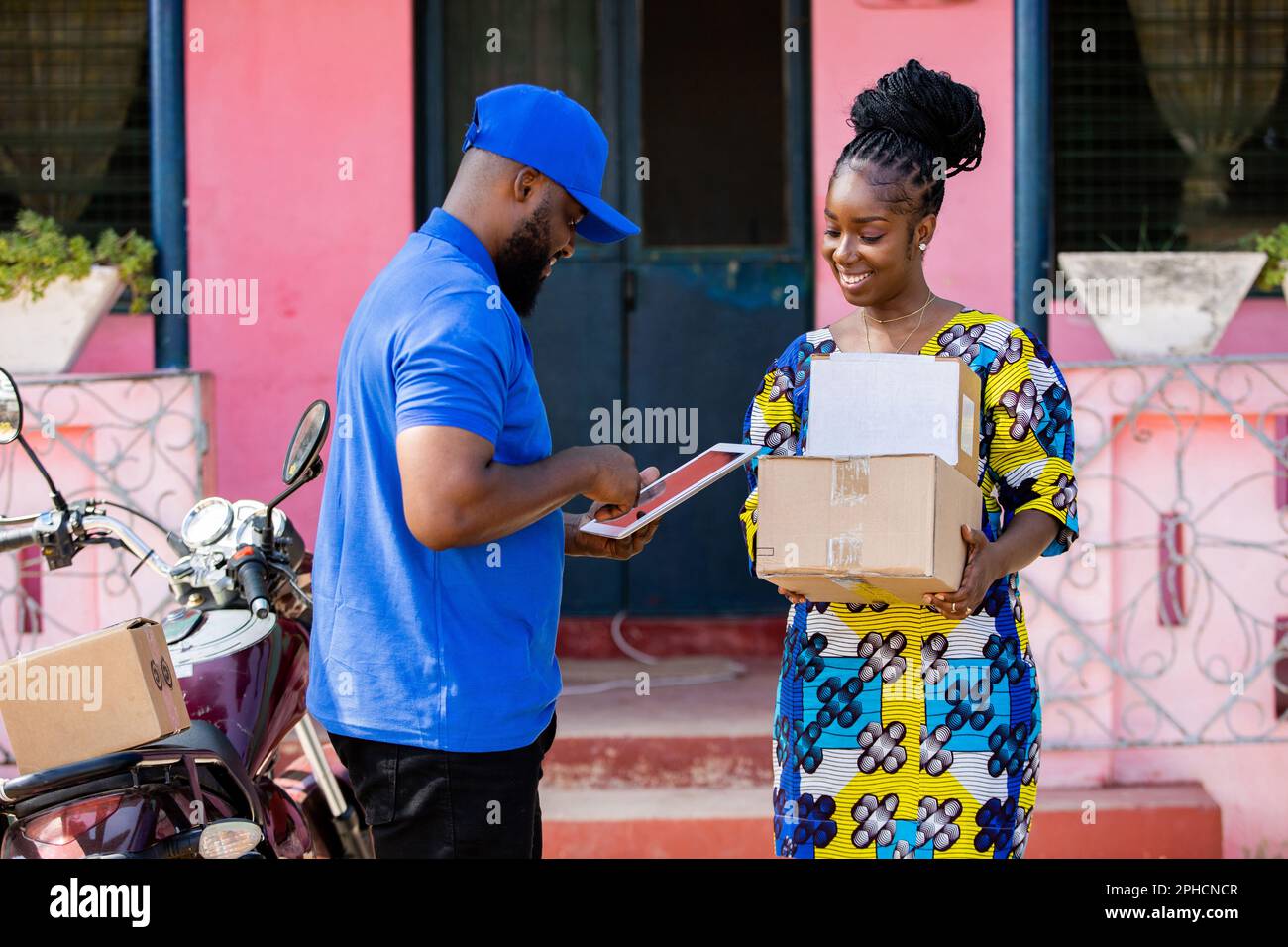 African Delivery Courier Man from Local Postal Shipping Service ...