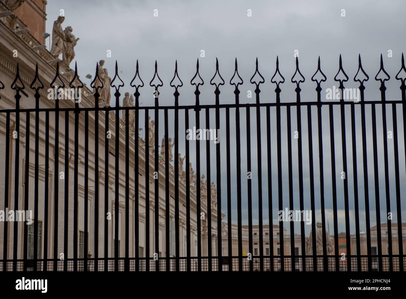 Wrought iron gate at St. Peter's square in Rome Stock Photo - Alamy