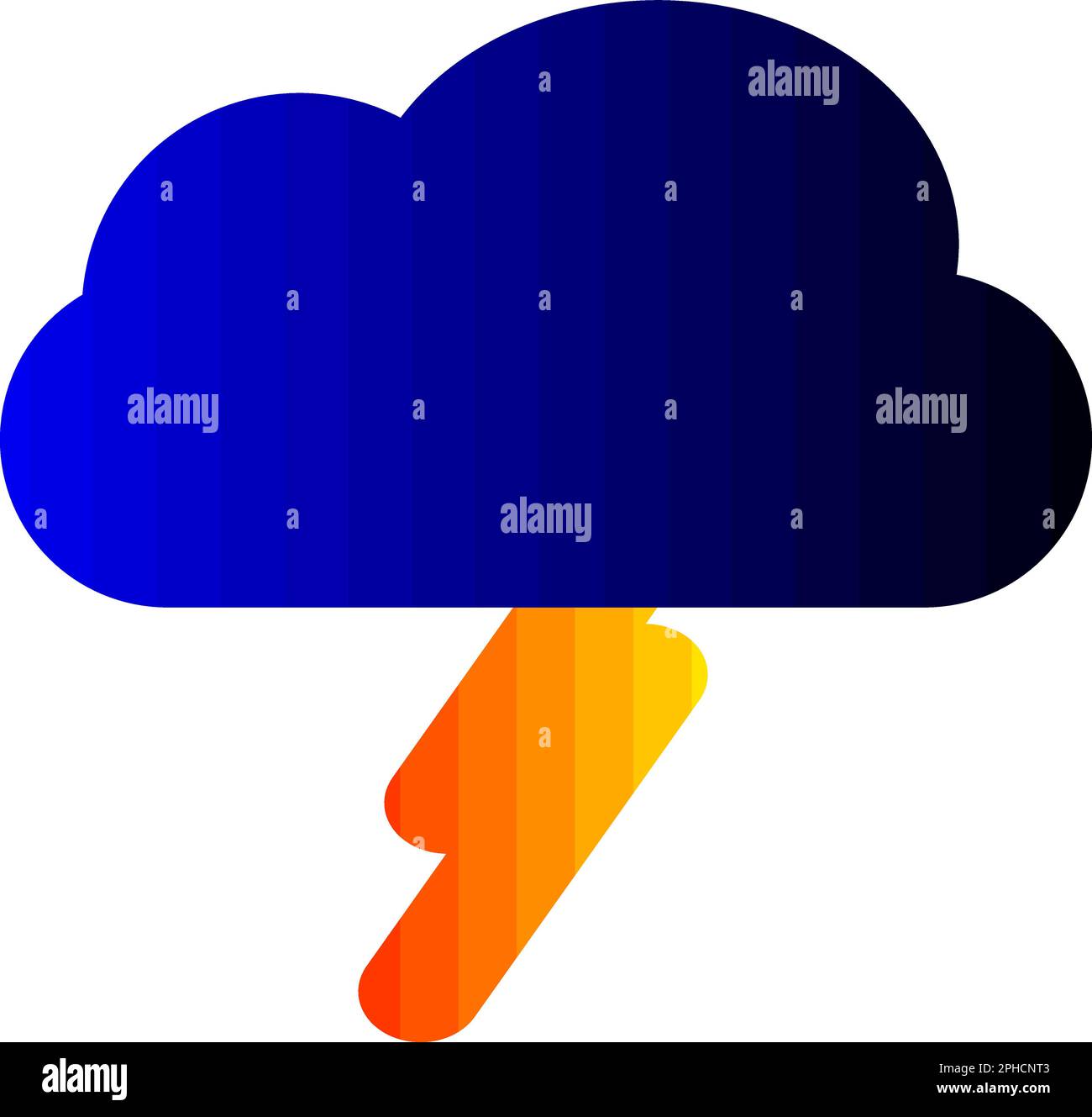 Colorful weather logo. Cloud and lightning filled with solid gradient. Cloud and lightning ...