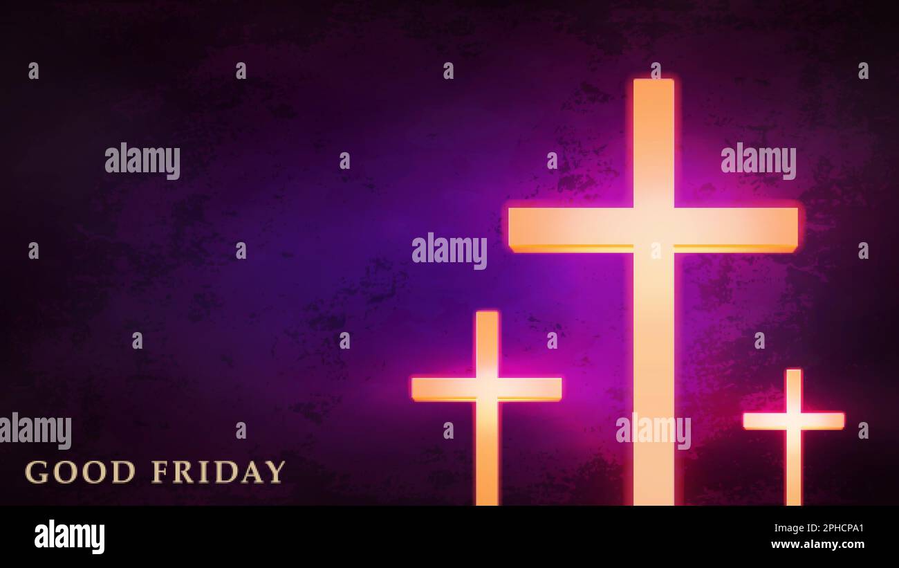 Good Friday background with glowing crucifix. Christian web banner of ...