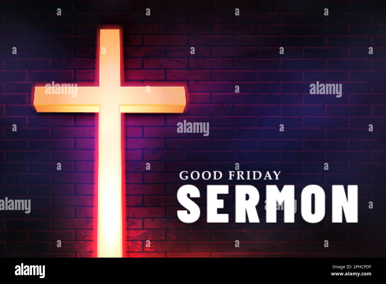Good Friday web banner with glowing Christian cross in a holy sanctuary ...