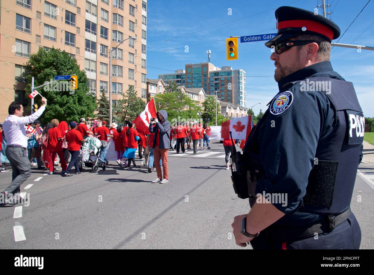 Toronto, Ontario, Canada - 01/07/2019: Police stand by to keep the ...