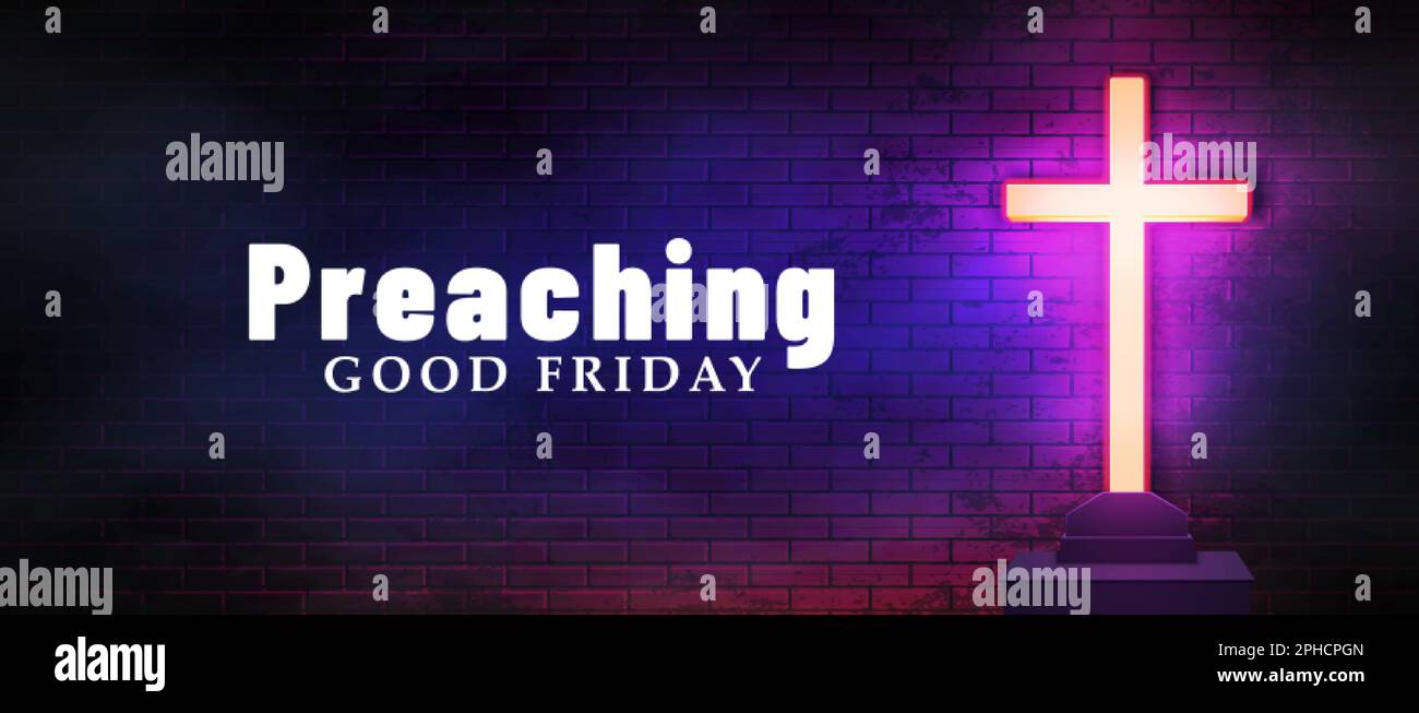 Good Friday preaching web banner. Christian wide banner with glowing ...
