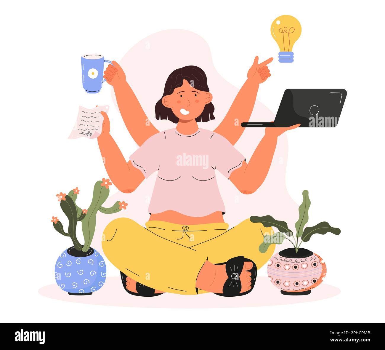 Woman multitasking arms Cut Out Stock Images & Pictures - Alamy