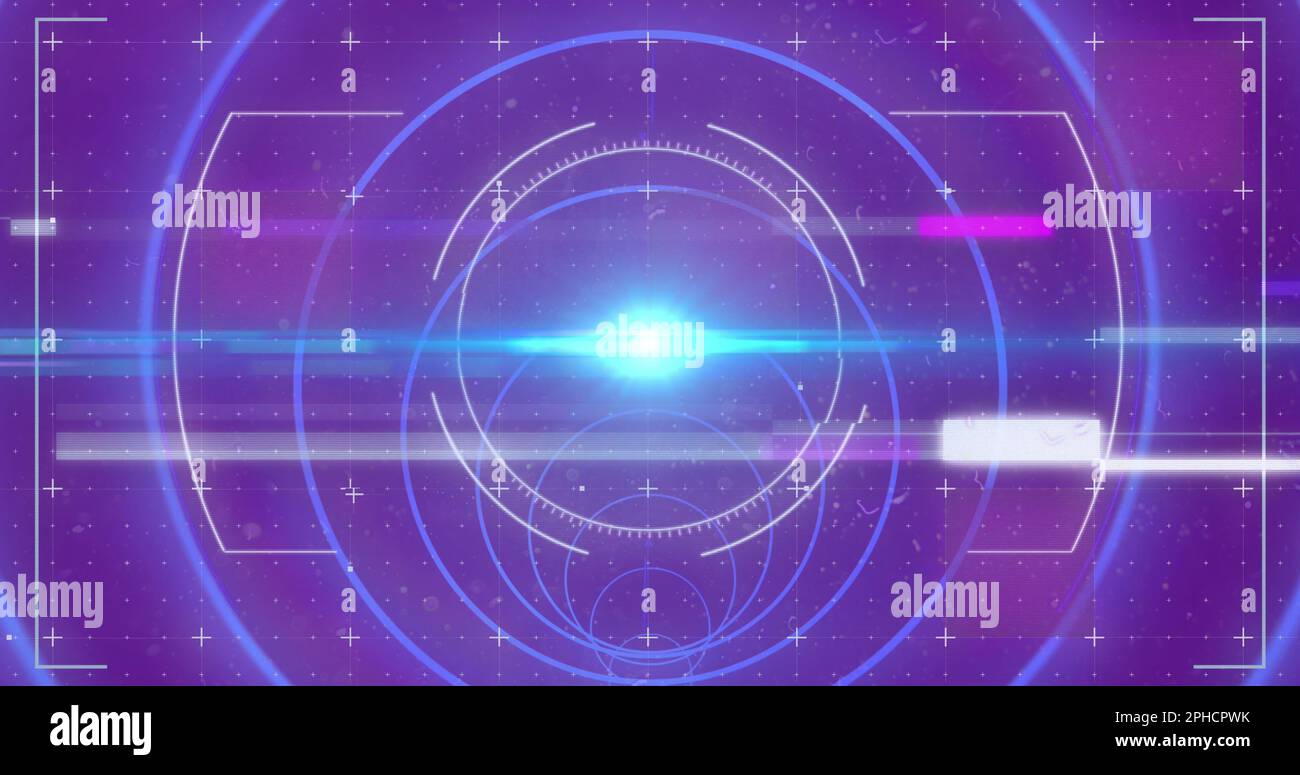 Image of scope scanning and light spots on blue background Stock Photo ...