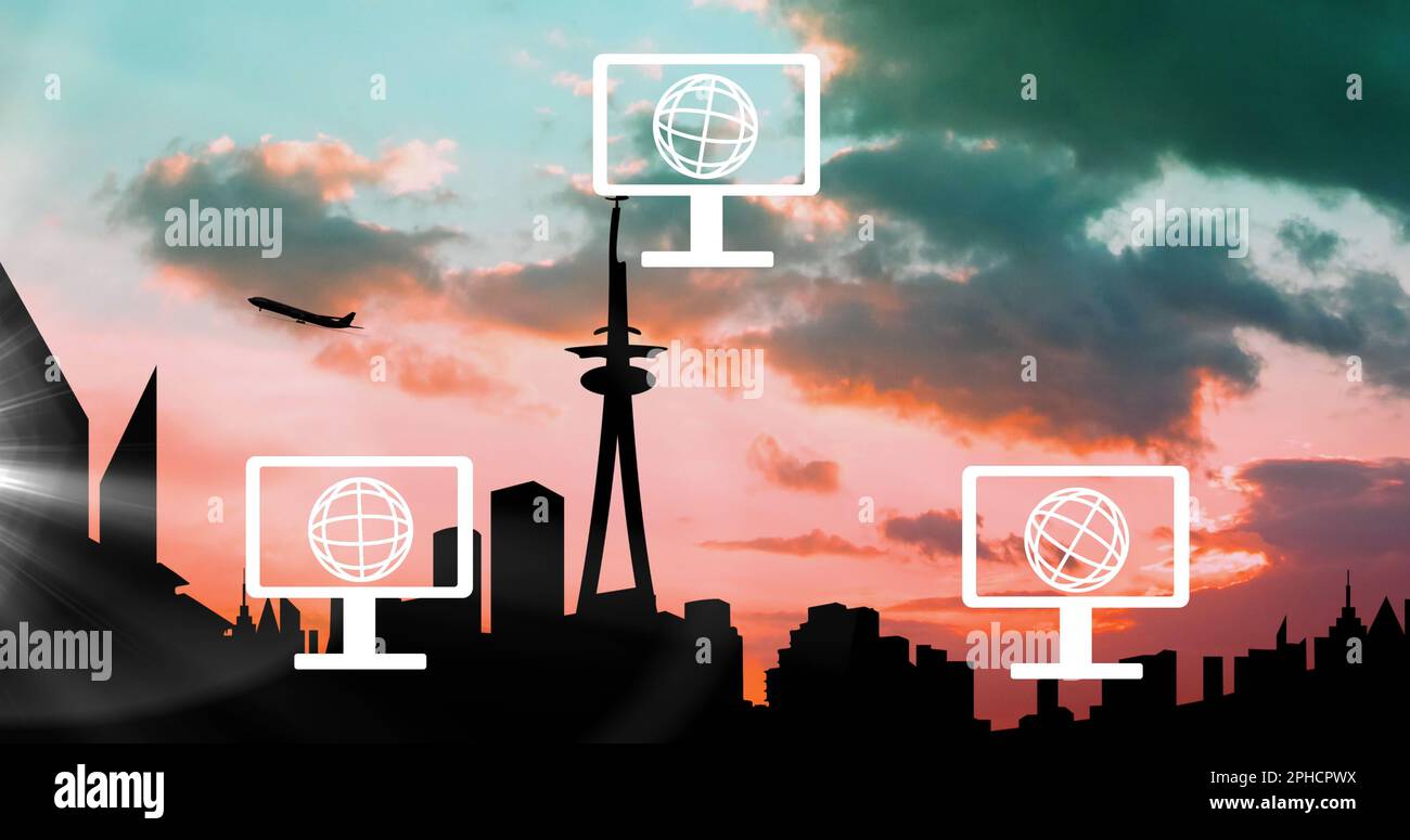 Globe digital icons light trails hi-res stock photography and images ...