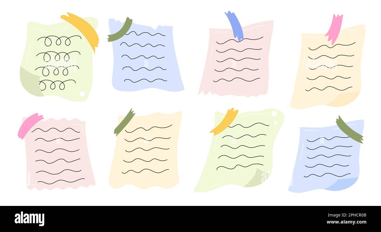 Paper empty sheet in doodle style. Sketch stikers vector illustration ...