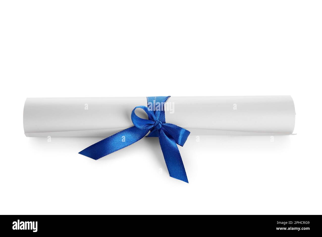 Diploma with blue ribbon isolated on white background Stock Photo - Alamy