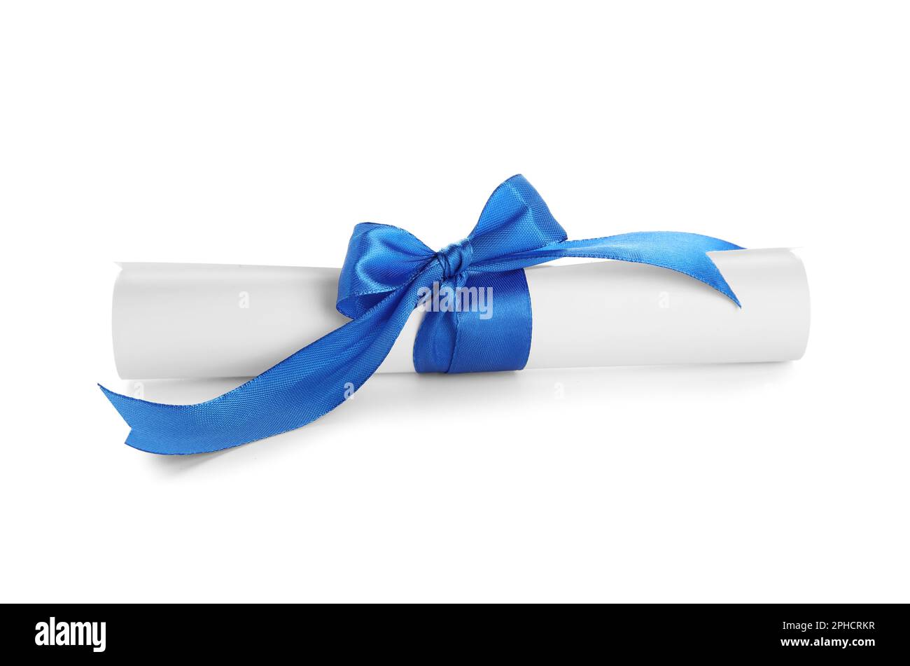 Diploma with blue ribbon isolated on white background Stock Photo - Alamy