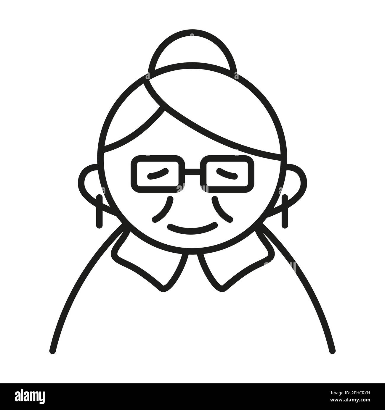 Elderly people avatar icon in line style. Grandmother logo. Elderly care. Senior icon for web ...