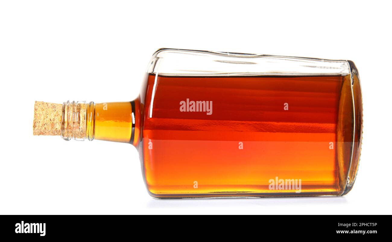 Bottle of rum on white background Stock Photo - Alamy