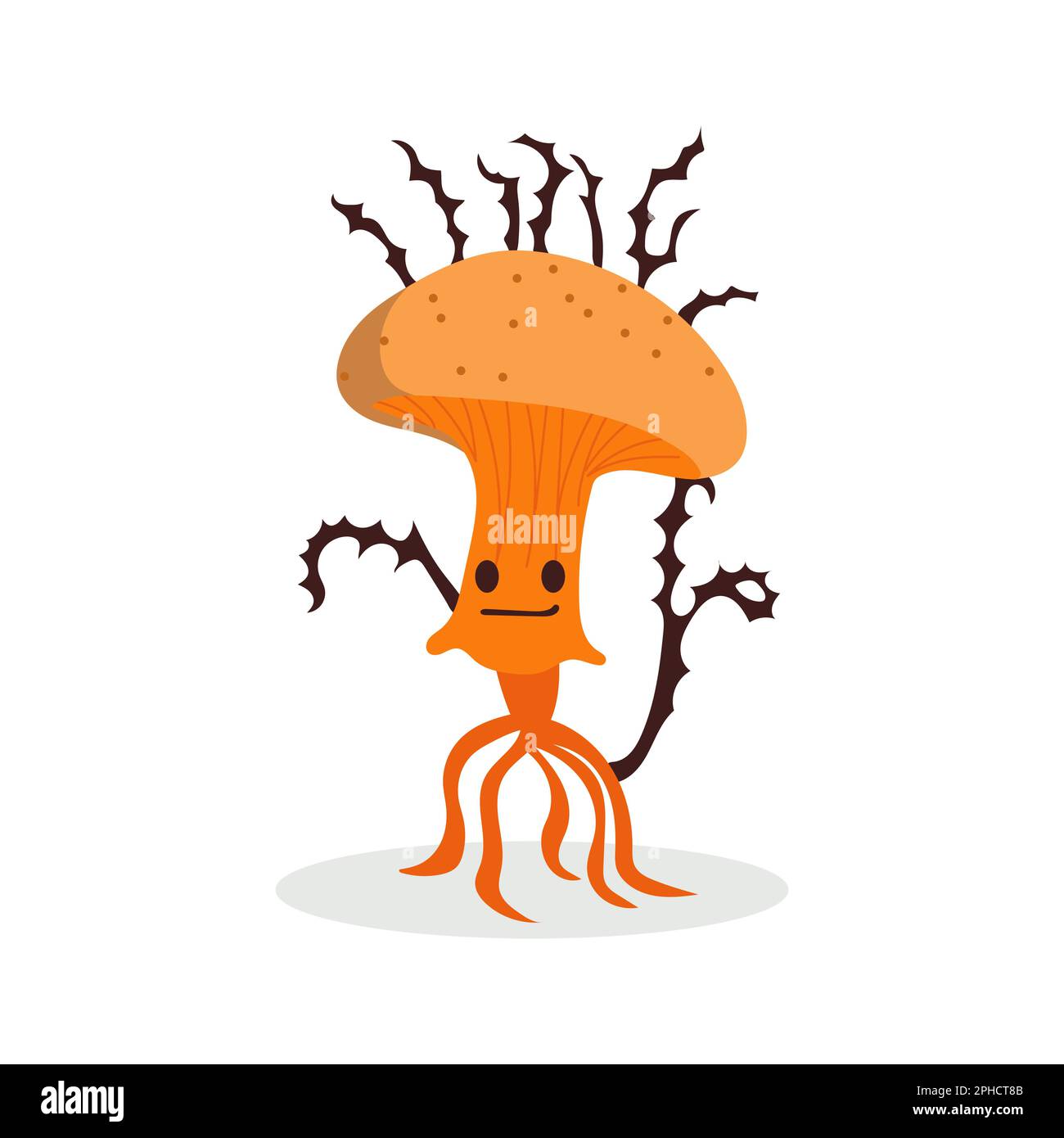 Cute mushroom. Cartoon fungus cordyceps. Mushroom spread concept ...