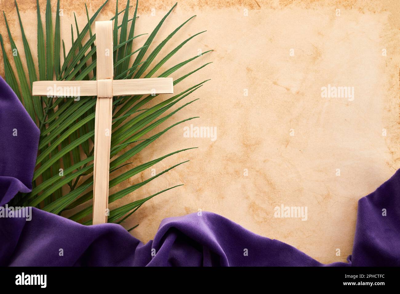 Palm sunday background. Cross and palm on vintage background Stock ...